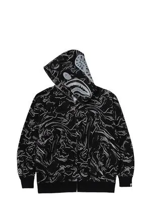 A BATHING APE Marbling Camo Relaxed Fit Pullover Hoodie - Black