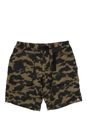 A BATHING APE Crinkle Effect 1st Camo Regular Fit Climbing Shorts - Green