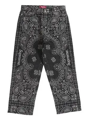 Supreme Bandana Jacquard Baggy Jeans - Black