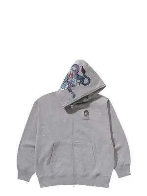 A BATHING APE Tiger And Dragon Relaxed Fit Zip Hoodie - Gray