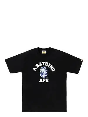 A BATHING APE Palm Tree Camo College Tee Shirt Black Blue