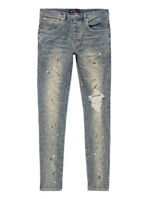 PURPLE BRAND Mid-rise Destroy Paint Jeans - Blue