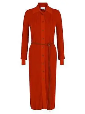 FERRAGAMO Ribbed Knit Midi Dress - Orange
