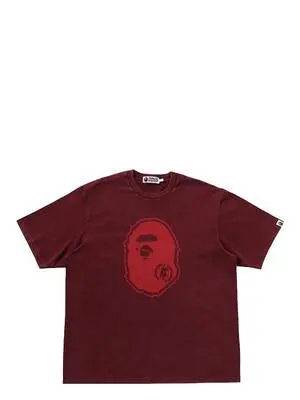 A BATHING APE Garment Dye Ape Head Relaxed Fit Tee Shirt - Burgundy