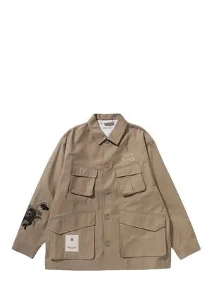 A BATHING APE Black Cross Stitched Army Shirt