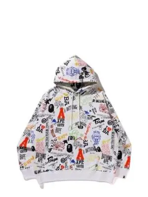 A BATHING APE Printed Pullover Hoodie - White