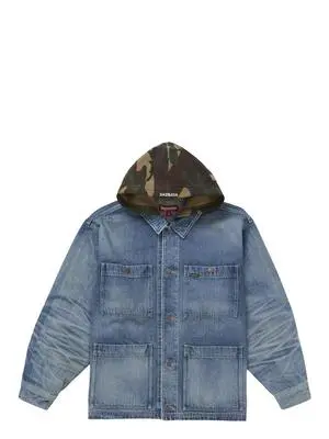 Supreme Worn Hooded Chore Coat - Denim