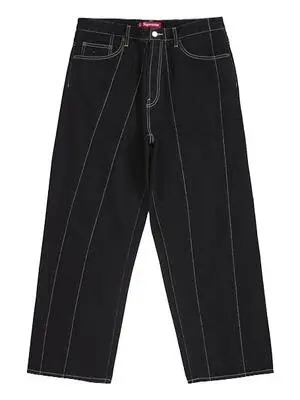 Supreme Paneled Stripe Baggy Jeans - Black