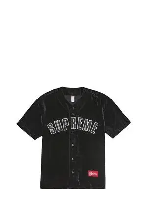 Supreme Velvet Baseball Jersey - Black