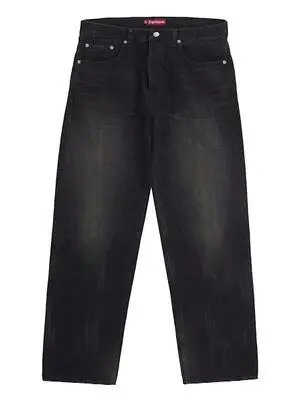 Supreme Distressed Loose Fit Selvedge Jean - Washed Black