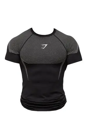GYMSHARK Onyx 5.0 Seamless T-shirt - Black/light Grey