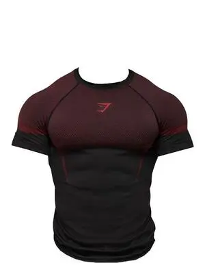 GYMSHARK Onyx 5.0 Seamless T-shirt - Black/carmine Red