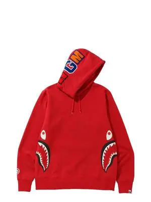 A BATHING APE Side Zip Shark Wide Pullover Hoodie - Red