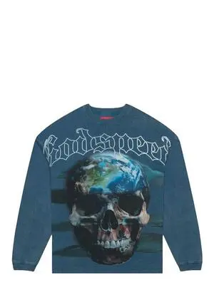 GODSPEED Skull Globe Long Sleeve Tee Shirt - True Blue