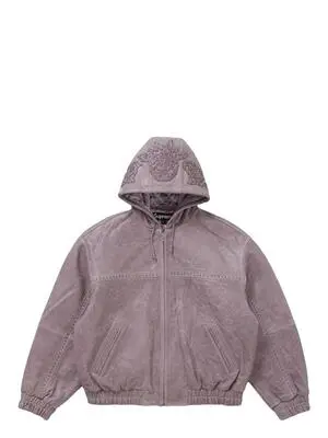 Supreme Studded Hooded Leather Jacket - Lilac