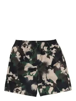 A BATHING APE Map Camo Beach Shorts - Green