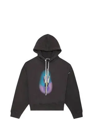 Palm Angels Cactus Printed Hoodie - Black/green