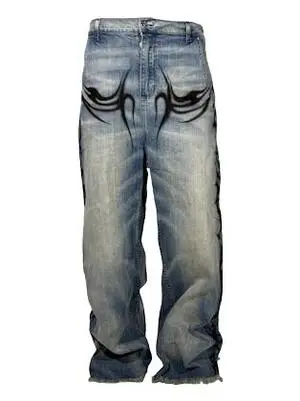 HELLSTAR Airbrushed Raw Edge Jeans