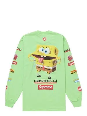 Supreme Spongebob/castelli Racing Long Sleeve Tee Shirt - Green