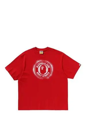 A BATHING APE Spray Print Busy Works Relaxed Fit Tee Shirt - Red