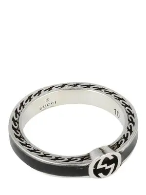 Gucci Interlocking G Ring - Silver/black