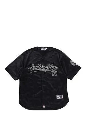 A BATHING APE Camo Stripe Baseball Shirt - Black