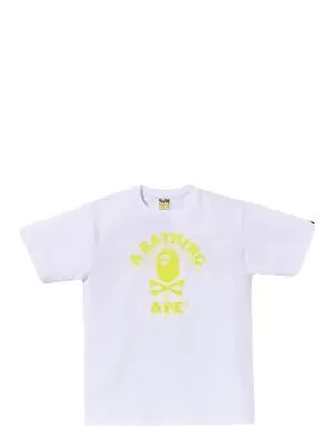 A BATHING APE Drip Ape Crossbone College Tee Shirt - White
