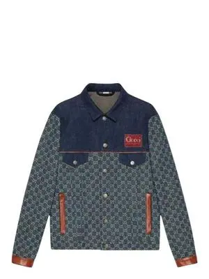 Gucci Gg Monogram Eco Washed Organic Denim Jacket - Blue