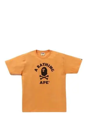 A BATHING APE Ape Crossbone College Tee Shirt - Orange