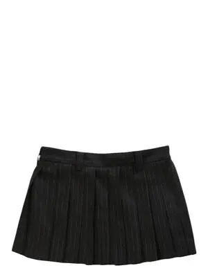 Miu Miu Pinstripe Pleated Mini Skirt - Black