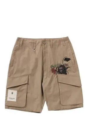 A BATHING APE Cross Stitched Army Shorts - Beige