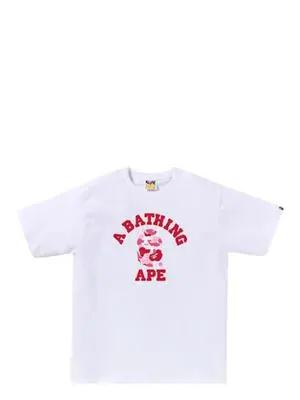 A BATHING APE Abc Camo College Tee Shirt - White/pink