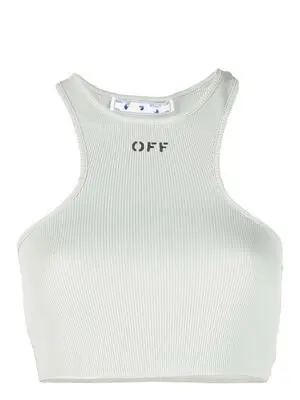 Off-White Logo Print Ribbed Vest - Grey