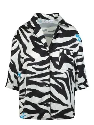 Off-White Zebra Print Short Sleeve Shirt - Black