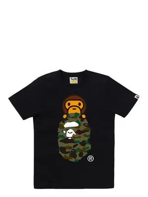 A BATHING APE 1st Camo Milo On Ape Head Tee Shirt - Black/green