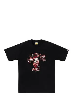 A BATHING APE Map Camo College Milo Tee Shirt Black/red