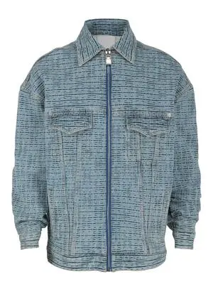 Givenchy 4g Embossed Denim Jacket - Light Blue