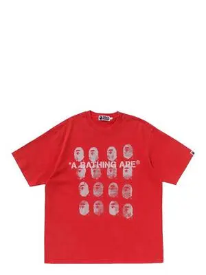 A BATHING APE Garment Dye Logo Relaxed Fit Tee Shirt - Red