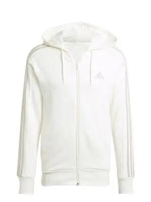 Adidas Essentials French Terry 3-stripes Full-zip Hoodie - Off White
