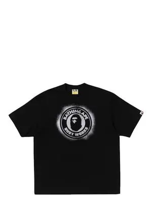 A BATHING APE Spray Print Busy Works Relaxed Fit Tee Shirt Black