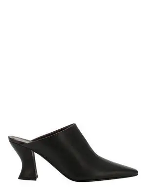 Bottega Veneta Almond Toe Leather Mules - Black