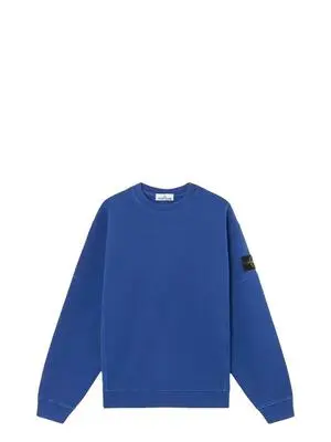Stone Island Organic Cotton Diagonal Fleece Crewneck Sweatshirt - Blue