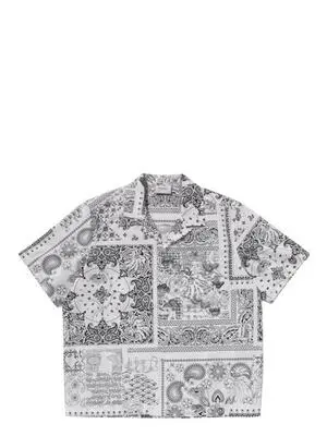 A BATHING APE Black Boro Paisley Camp Shirt - White