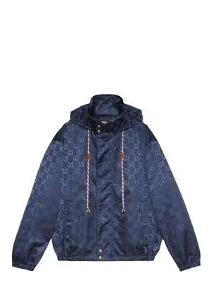 Gucci Monogram Jacquard Hooded Jacket - Blue