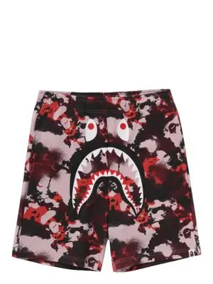 A BATHING APE Map Camo Shark Sweat Shorts - Red