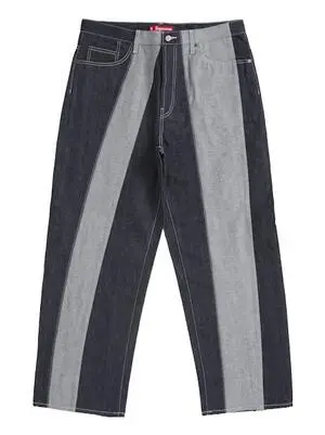 Supreme Paneled Stripe Baggy Jeans - Rigid Indigo