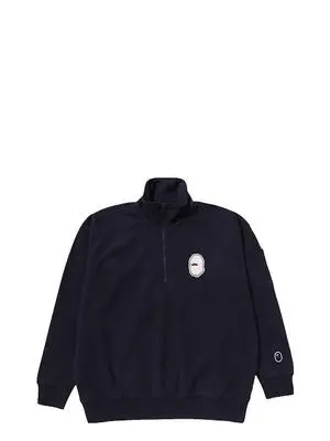 A BATHING APE Half Zip Pullover Sweatshirt - Navy Blue