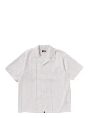 A BATHING APE Embroidery Open Collar Short Sleeve Shirt - Ivory