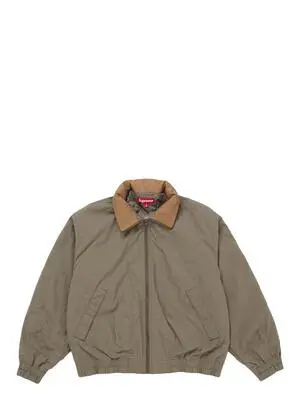 Supreme Leather Collar Utility Jacket - Olive