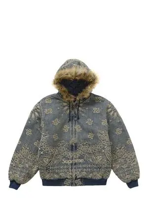 Supreme Bandana Jacquard Denim Hooded Work Jacket - Blue